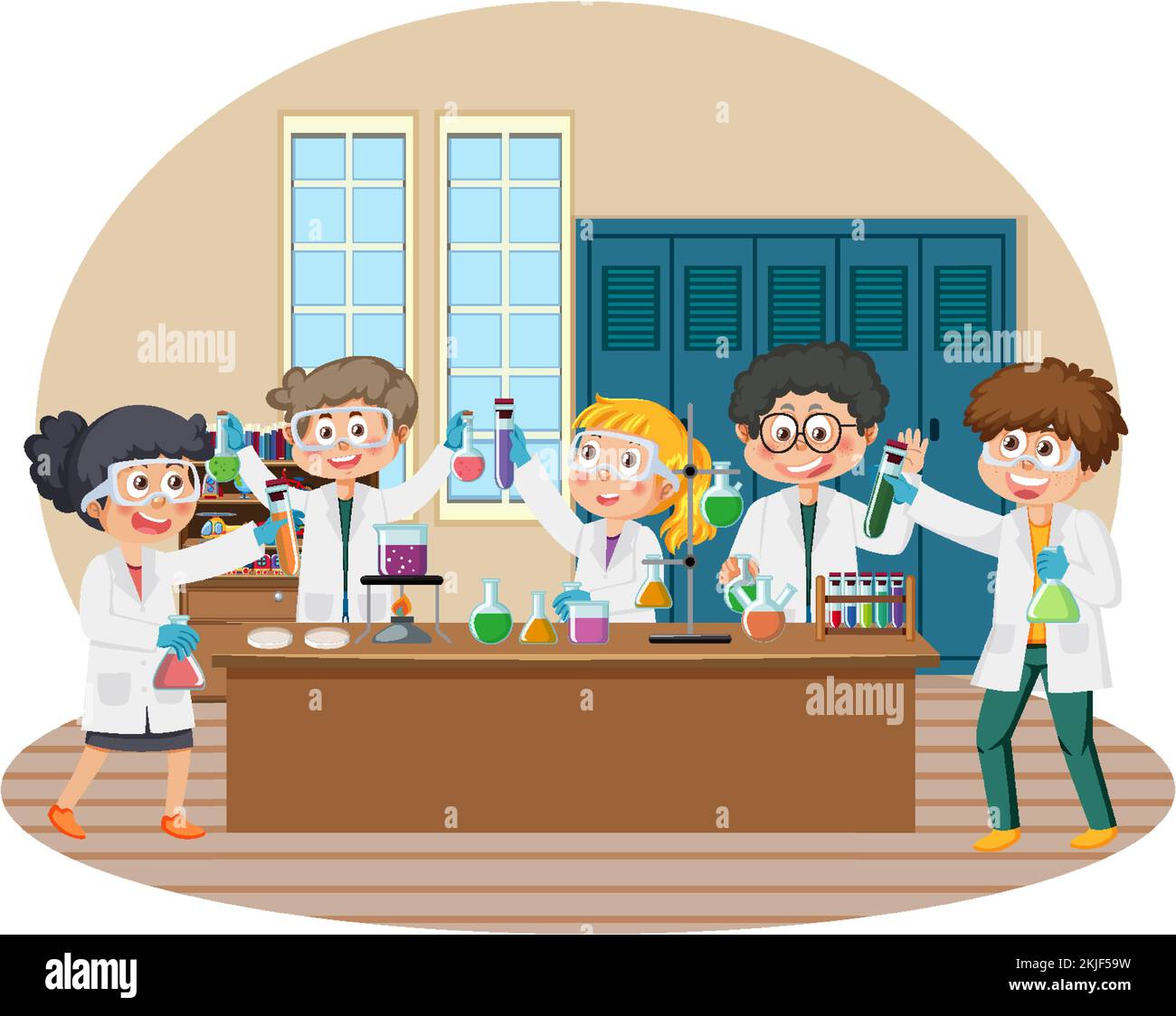 Student kids in science classroom illustration Stock Vector Image & Art ...