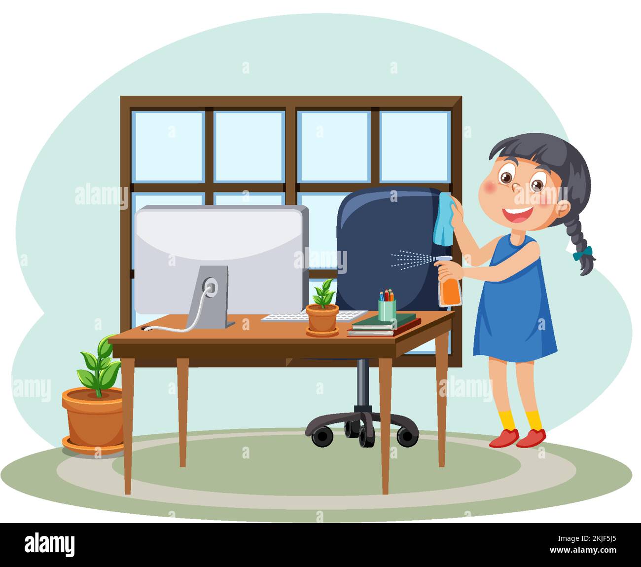 A girl cleaning working room illustration Stock Vector Image & Art - Alamy