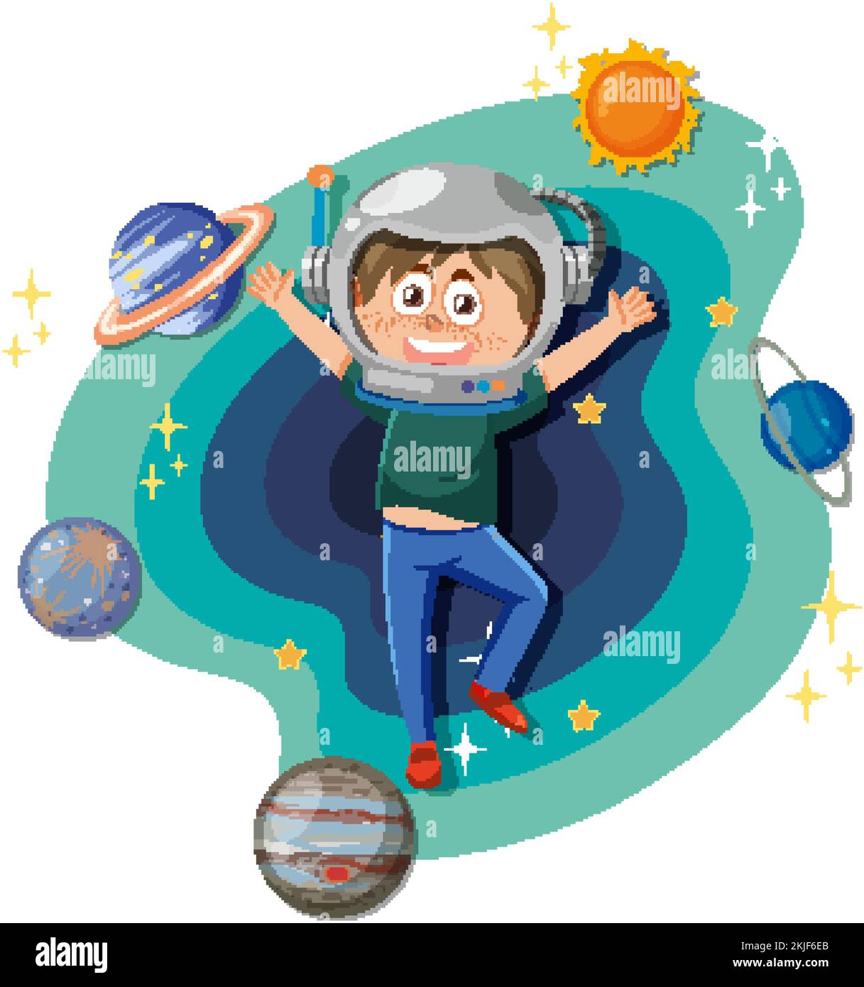 Astronomy kids in cartoon style illustration Stock Vector Image & Art ...