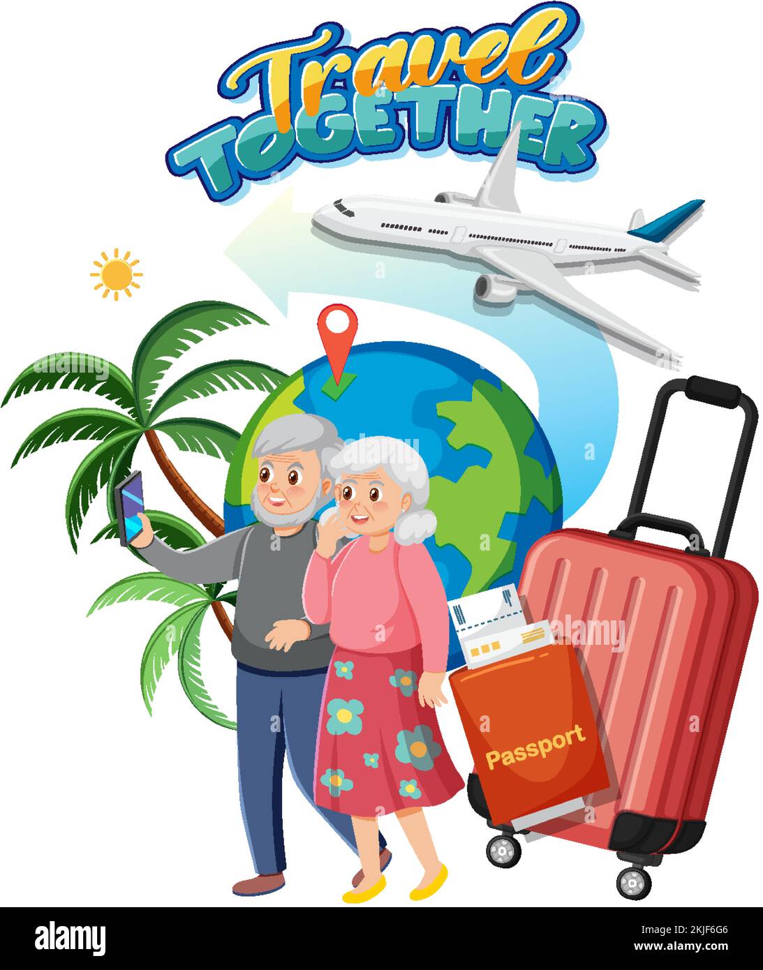 Elderly couple travelers vector illustration Stock Vector Image & Art ...