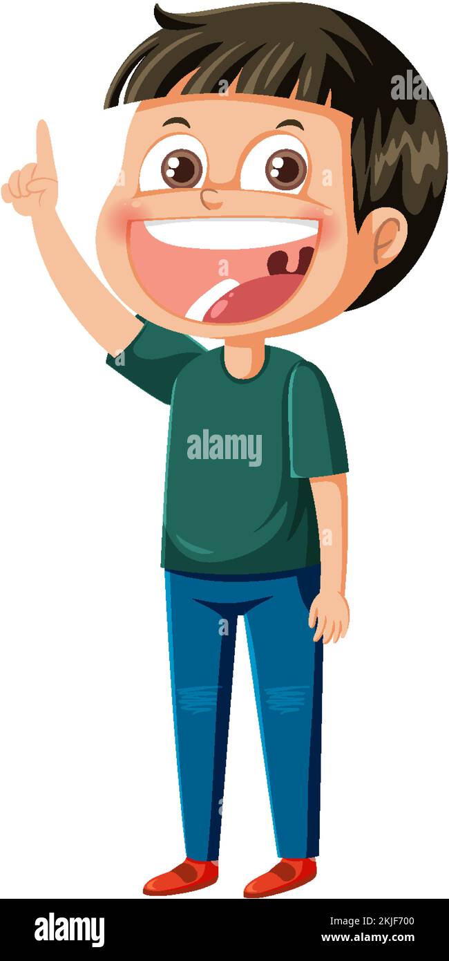 A boy pointing finger cartoon character illustration Stock Vector Image ...