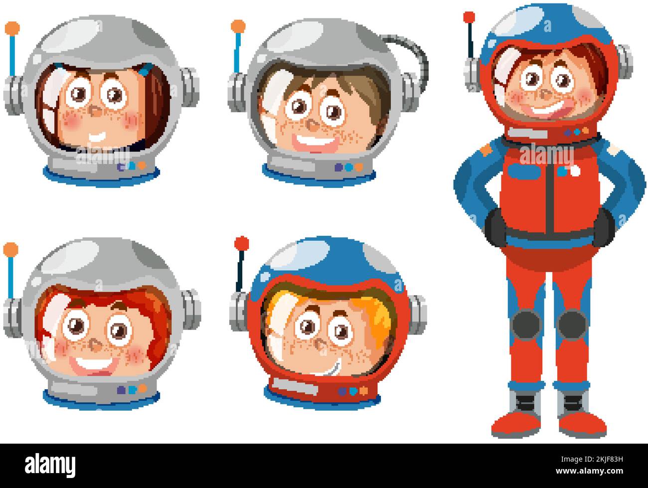 Astronaut cartoon character on white background illustration Stock ...