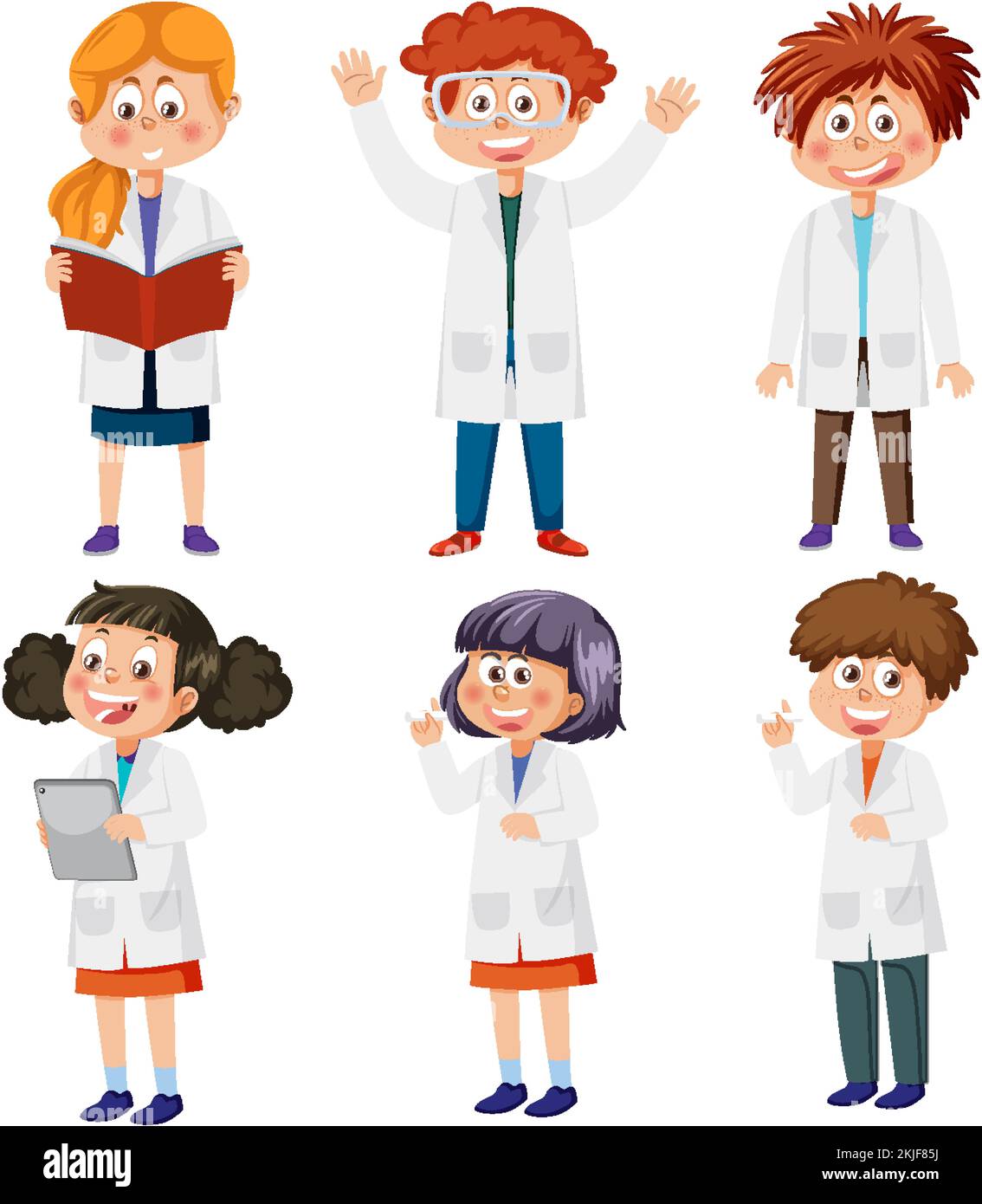 Set of different kids in scientist outfits illustration Stock Vector ...