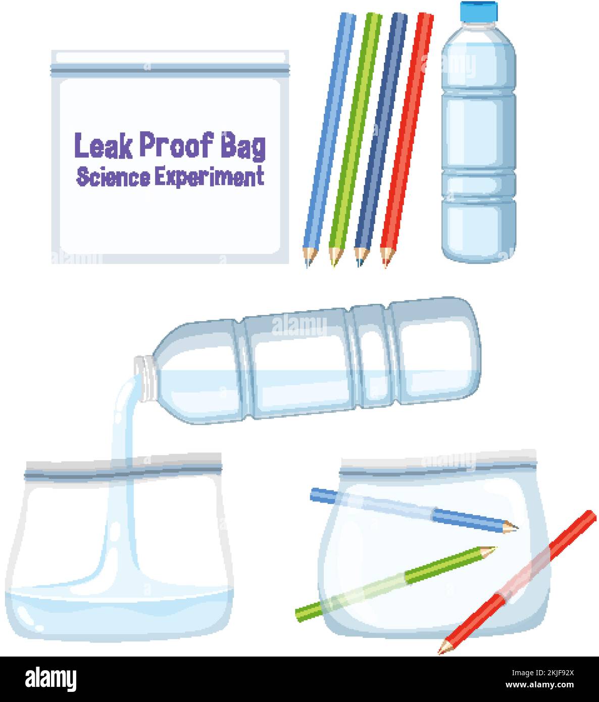 Leak proof bag science experiment illustration Stock Vector Image & Art ...