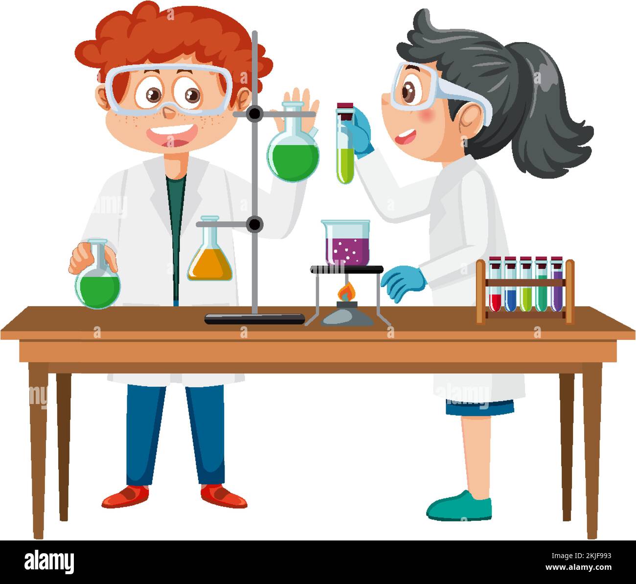 Scientist kids doing science experiment illustration Stock Vector Image ...