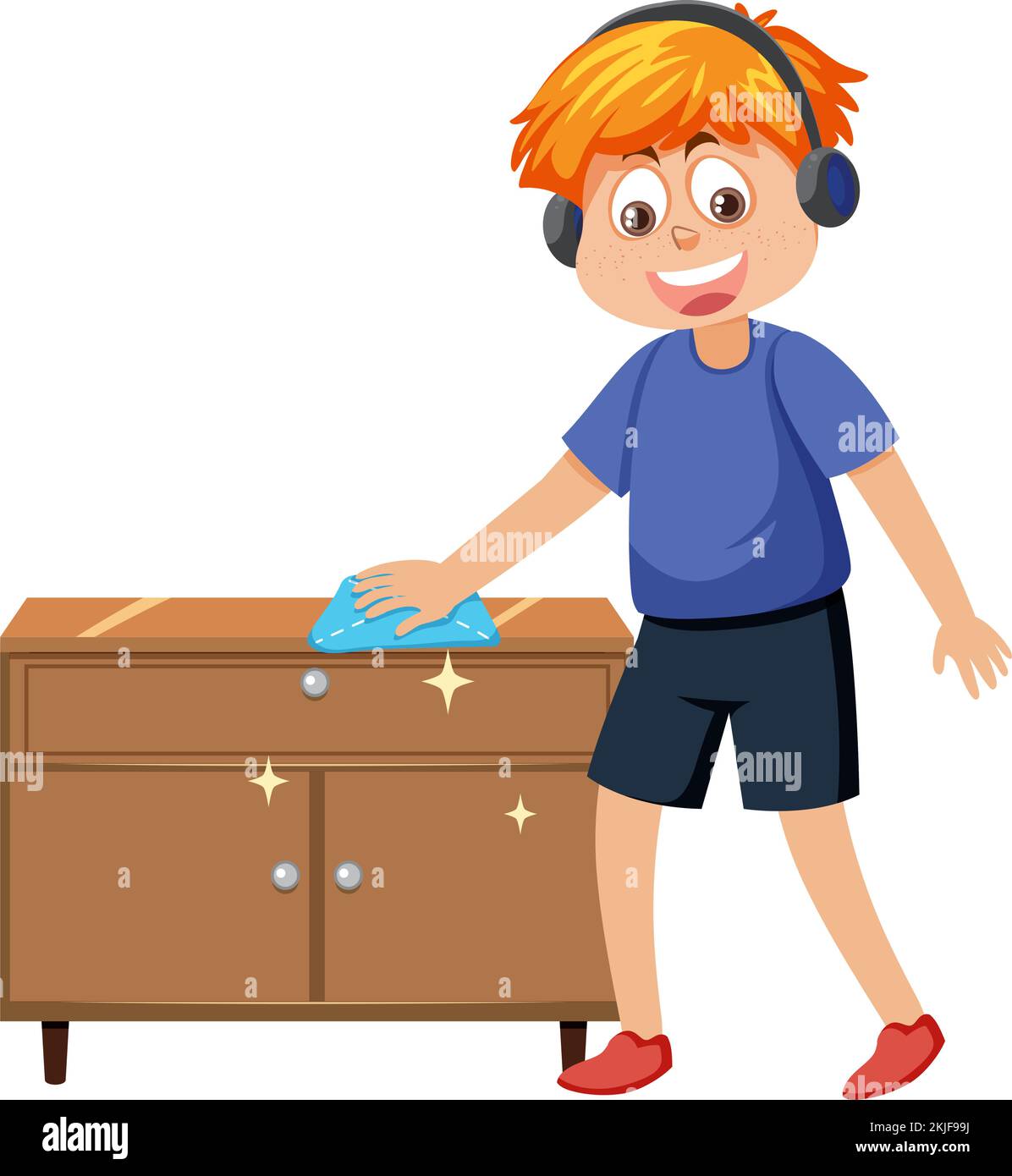 Cartoon character of kid cleaning illustration Stock Vector Image & Art ...