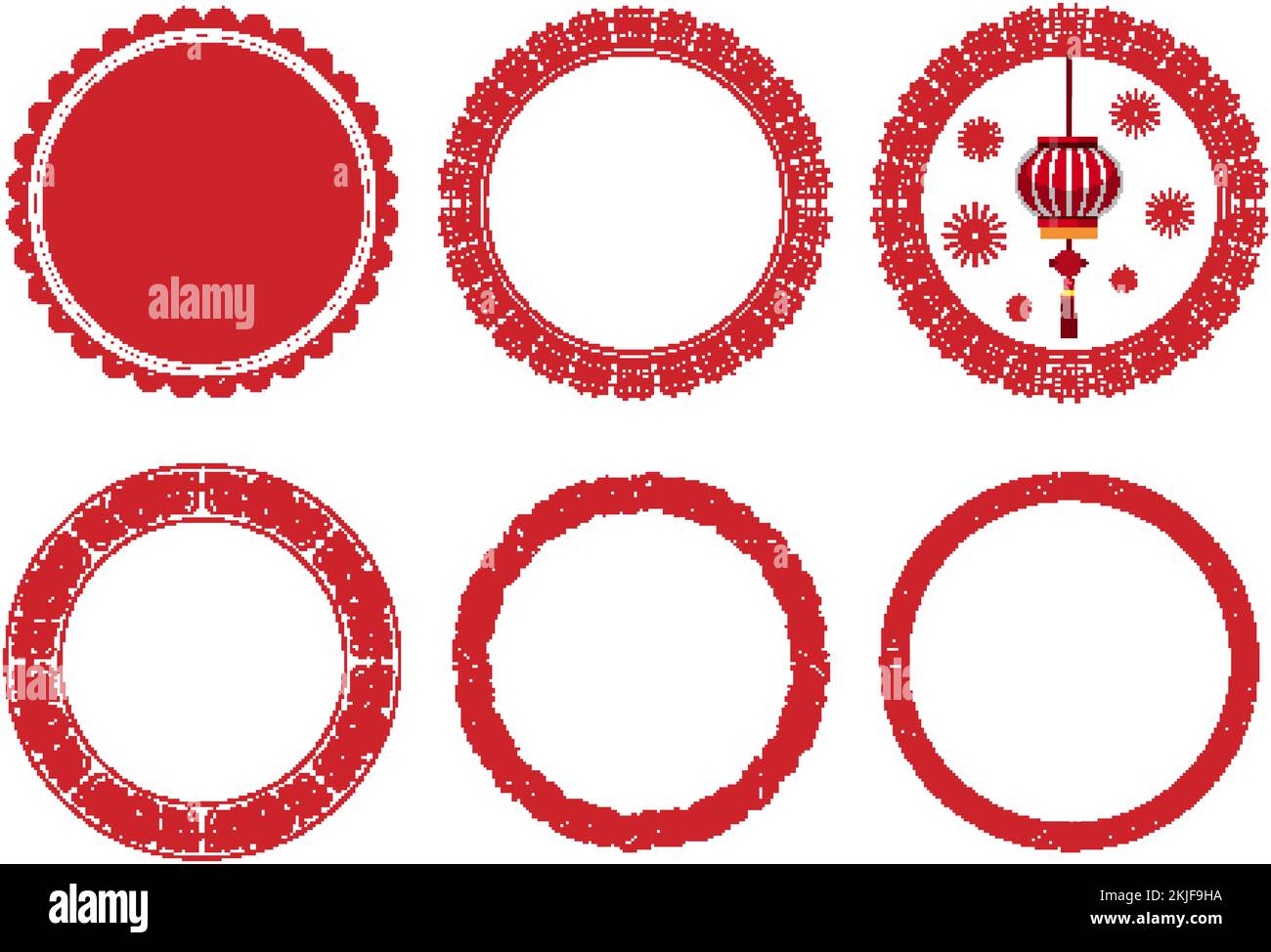 Set of red Chinese circle banner template illustration Stock Vector ...