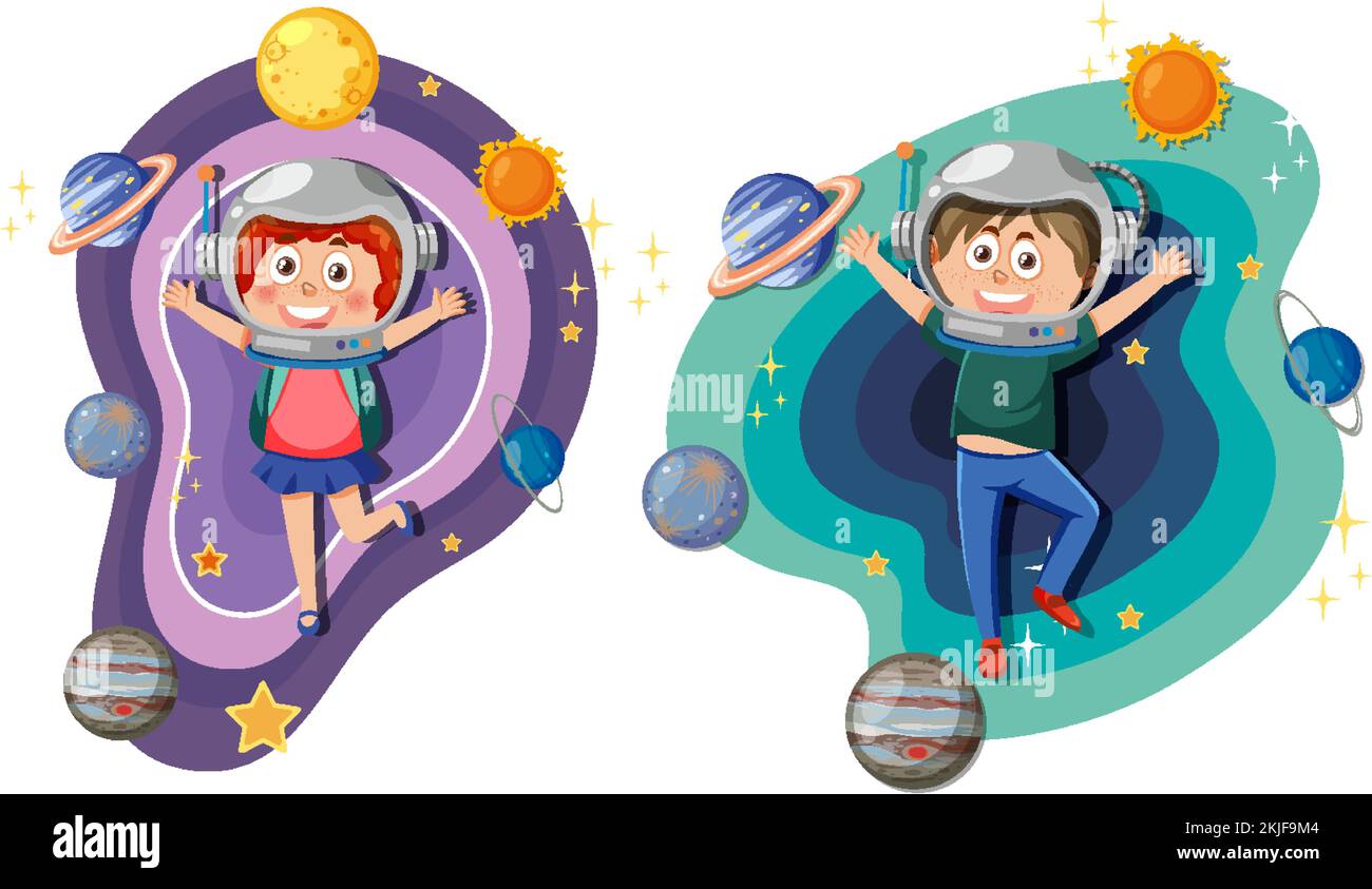 Astronomy kids cartoon characters illustration Stock Vector Image & Art ...