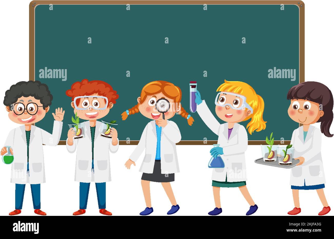 Scientist kids with chalkboard background illustration Stock Vector ...