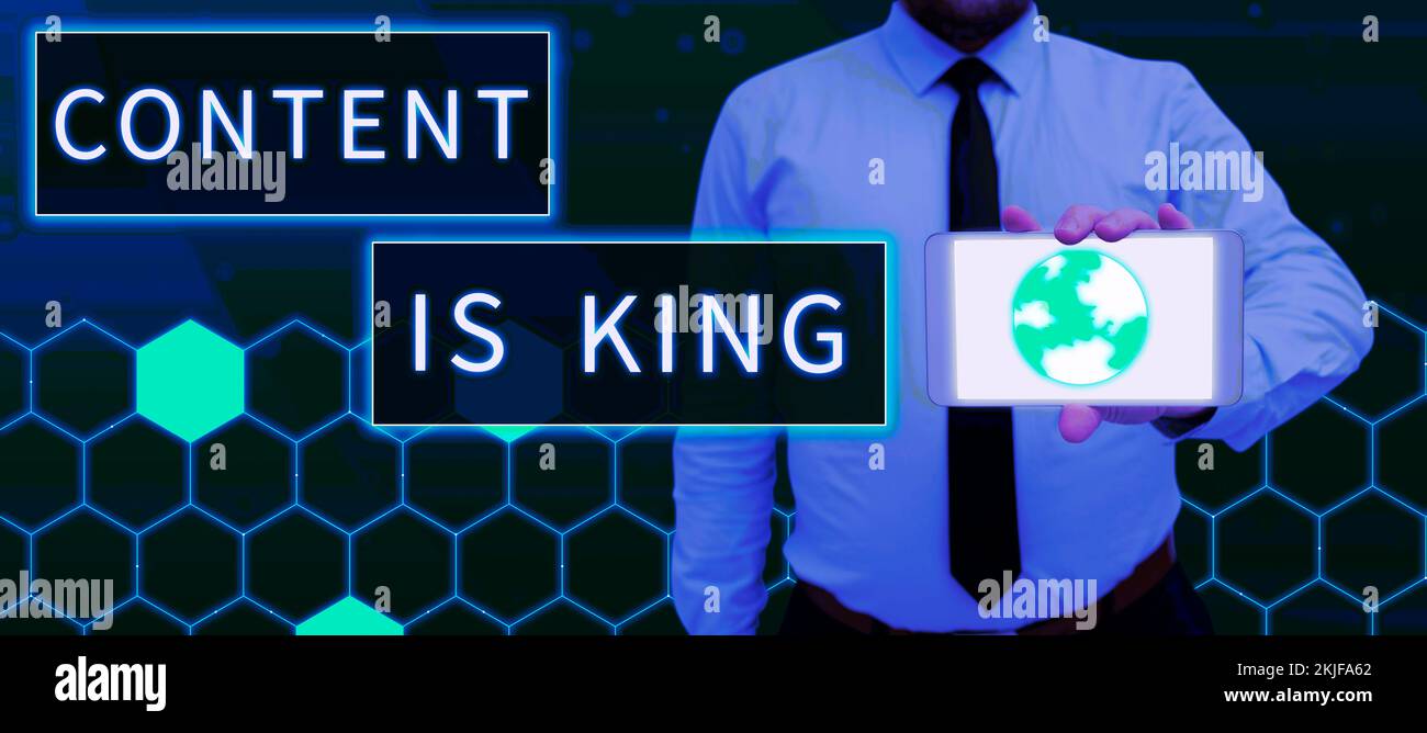 Inspiration showing sign Content Is King. Business showcase Content is ...