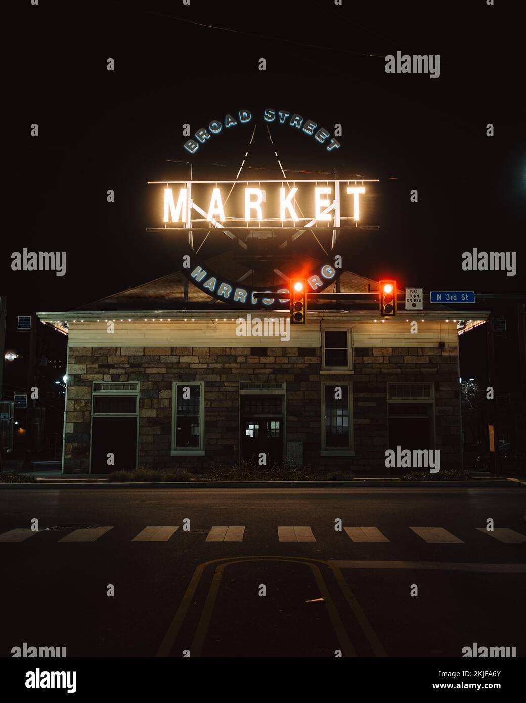 Broad Street Market vintage neon sign at night, Harrisburg ...