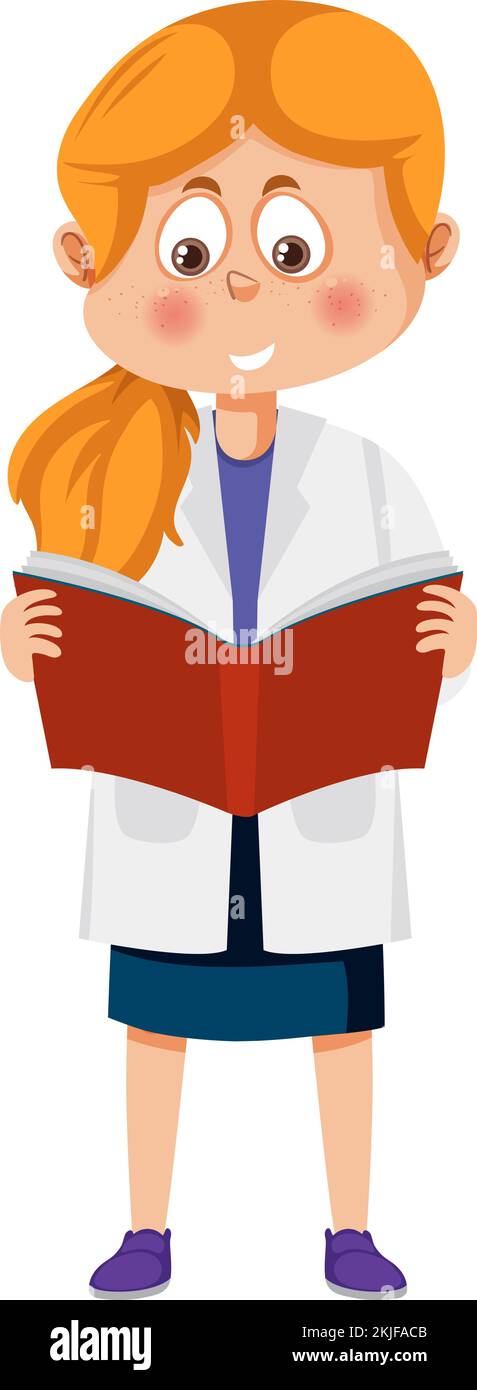 Cute scientist girl cartoon character illustration Stock Vector Image ...