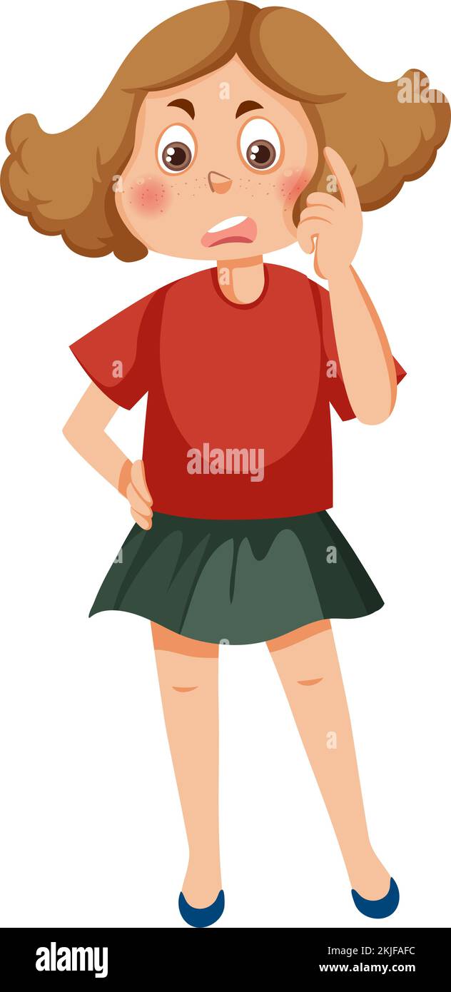 Scowl girl standing akimbo pose illustration Stock Vector Image & Art ...