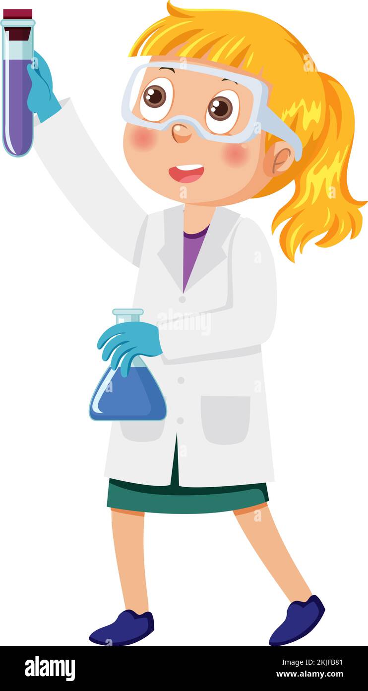 Cute scientist girl cartoon character illustration Stock Vector Image ...