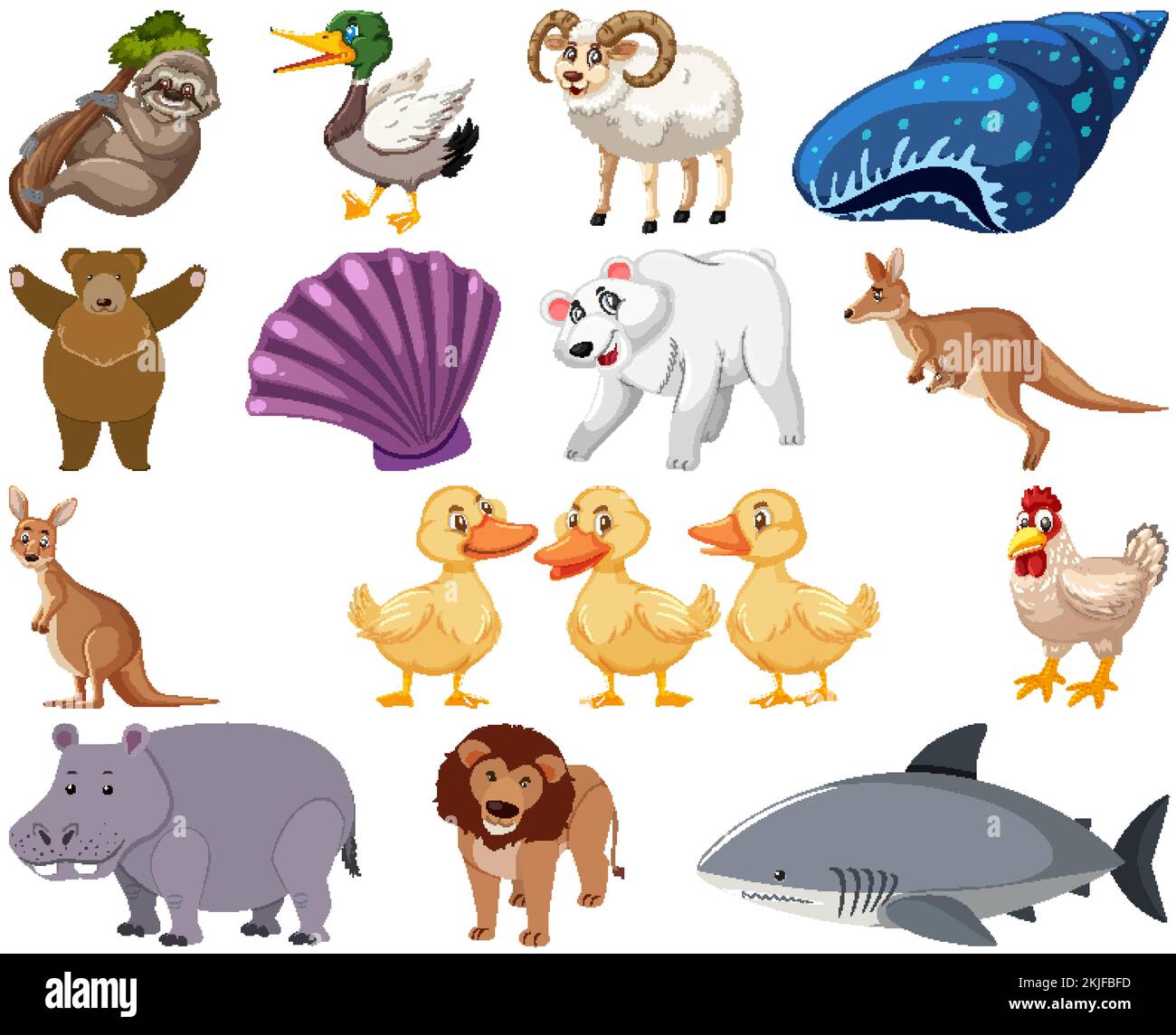 Set of various animals cartoon illustration Stock Vector Image & Art ...