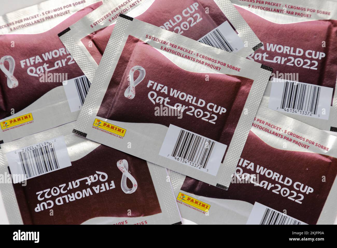 Nov 23, 2022. Calgary, Alberta, Canada. Several packets with fifa World ...