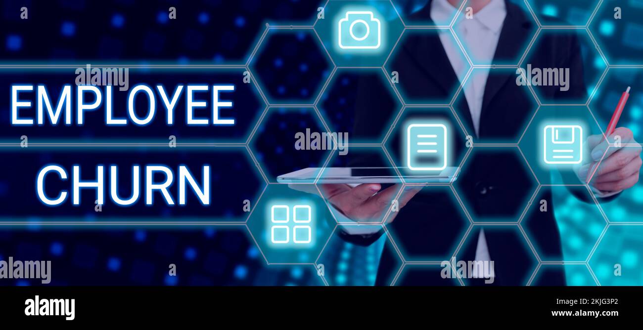 Handwriting text Employee Churn, Business showcase rate of change of ... Handwriting text Employee Churn, Business showcase rate of change of ...