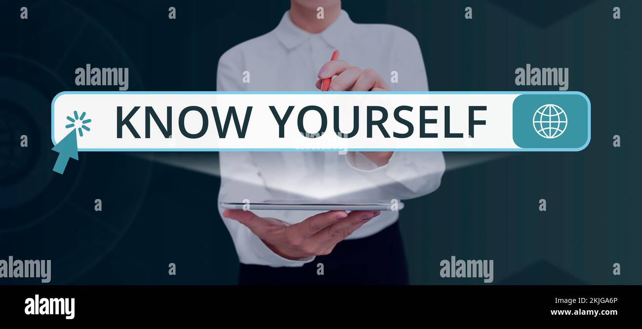 Conceptual display Know Yourself. Word for Find You Understanding ...