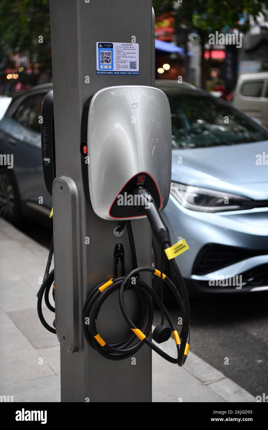 The street light poles are serving as the car charging piles in some ...