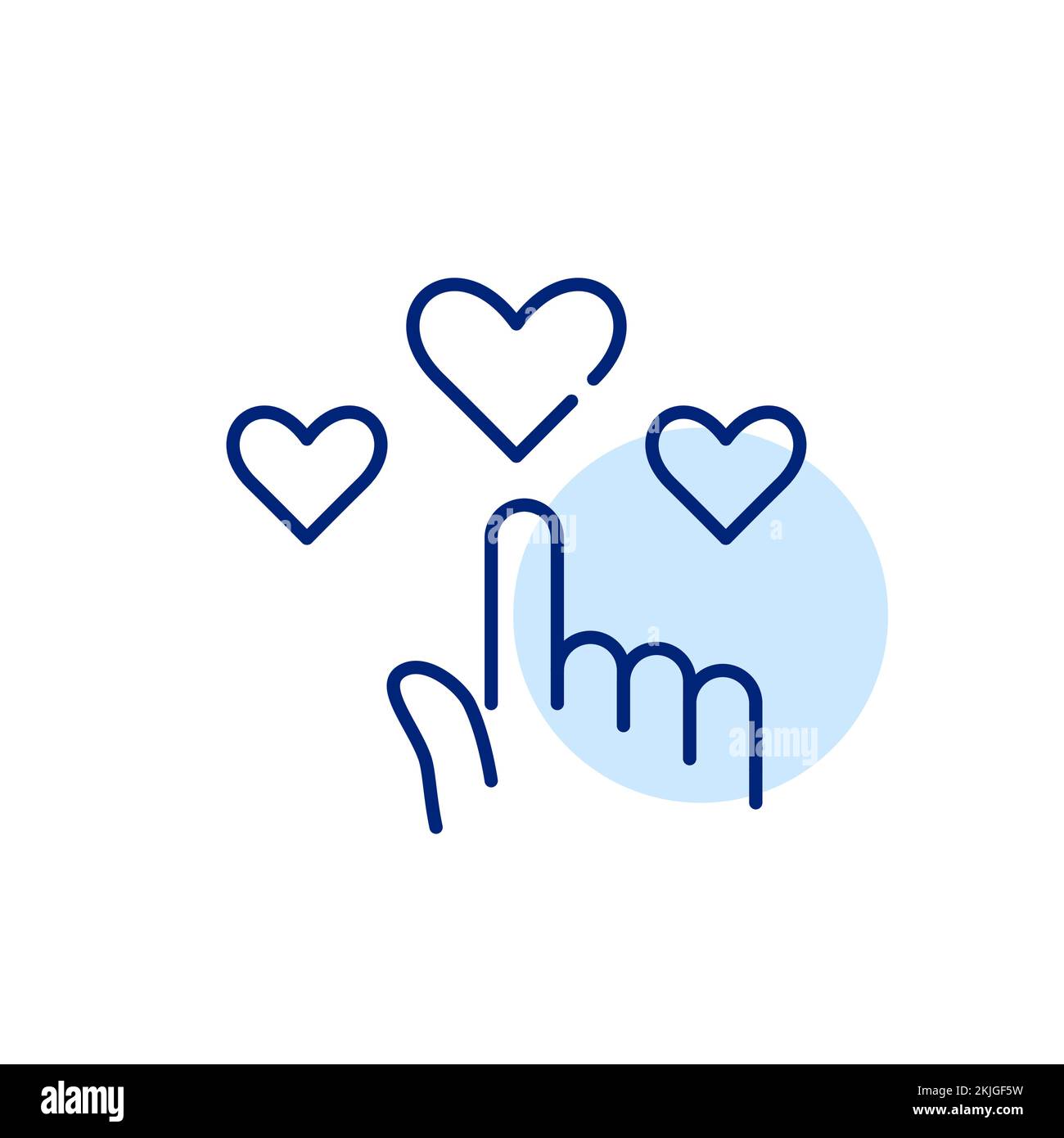 Giving positive feedback. Index finger choosing heart symbols. Pixel ...
