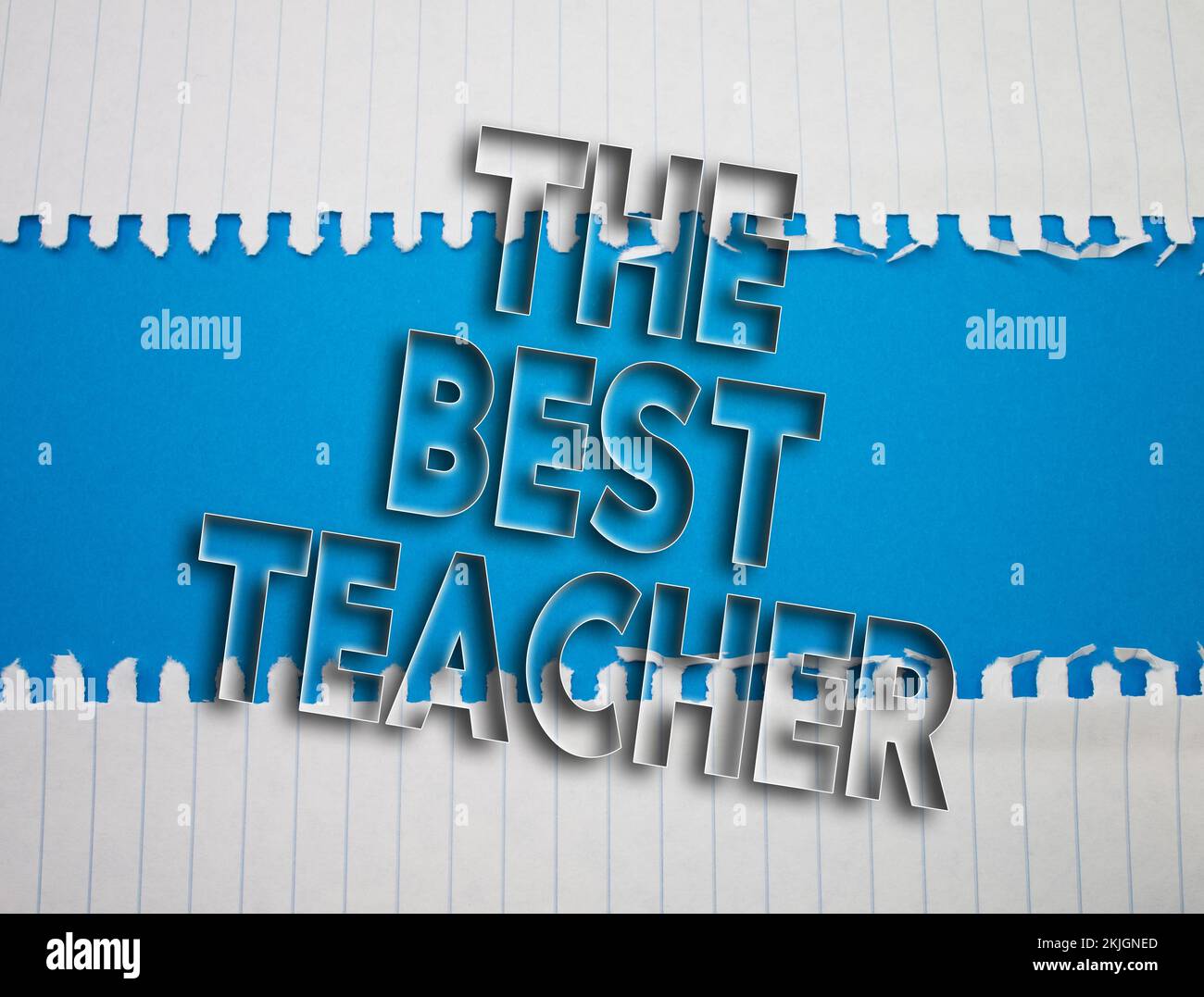 The Best Teacher text with Torn, Crumpled White Paper on colored ...