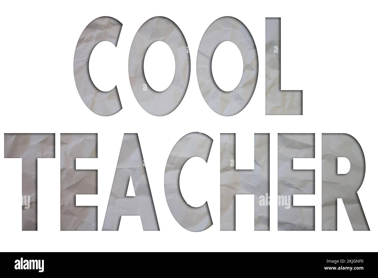 Cool Teacher text with Torn, Crumpled White Paper on colored background ...