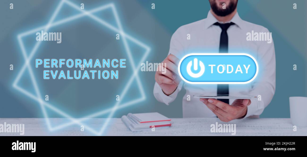 Text caption presenting Performance Evaluation. Business idea the ...