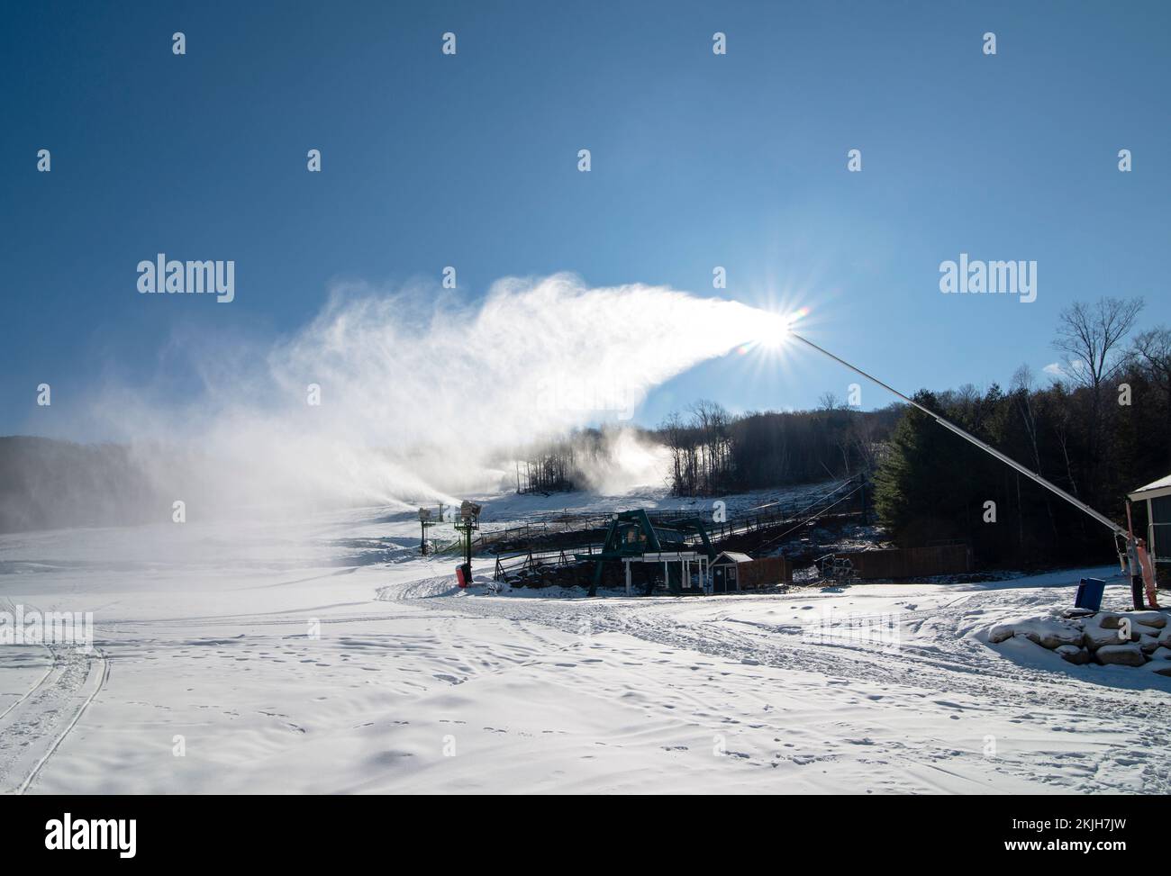 Snow making machines working at Loon Mountain ski area one week before ...