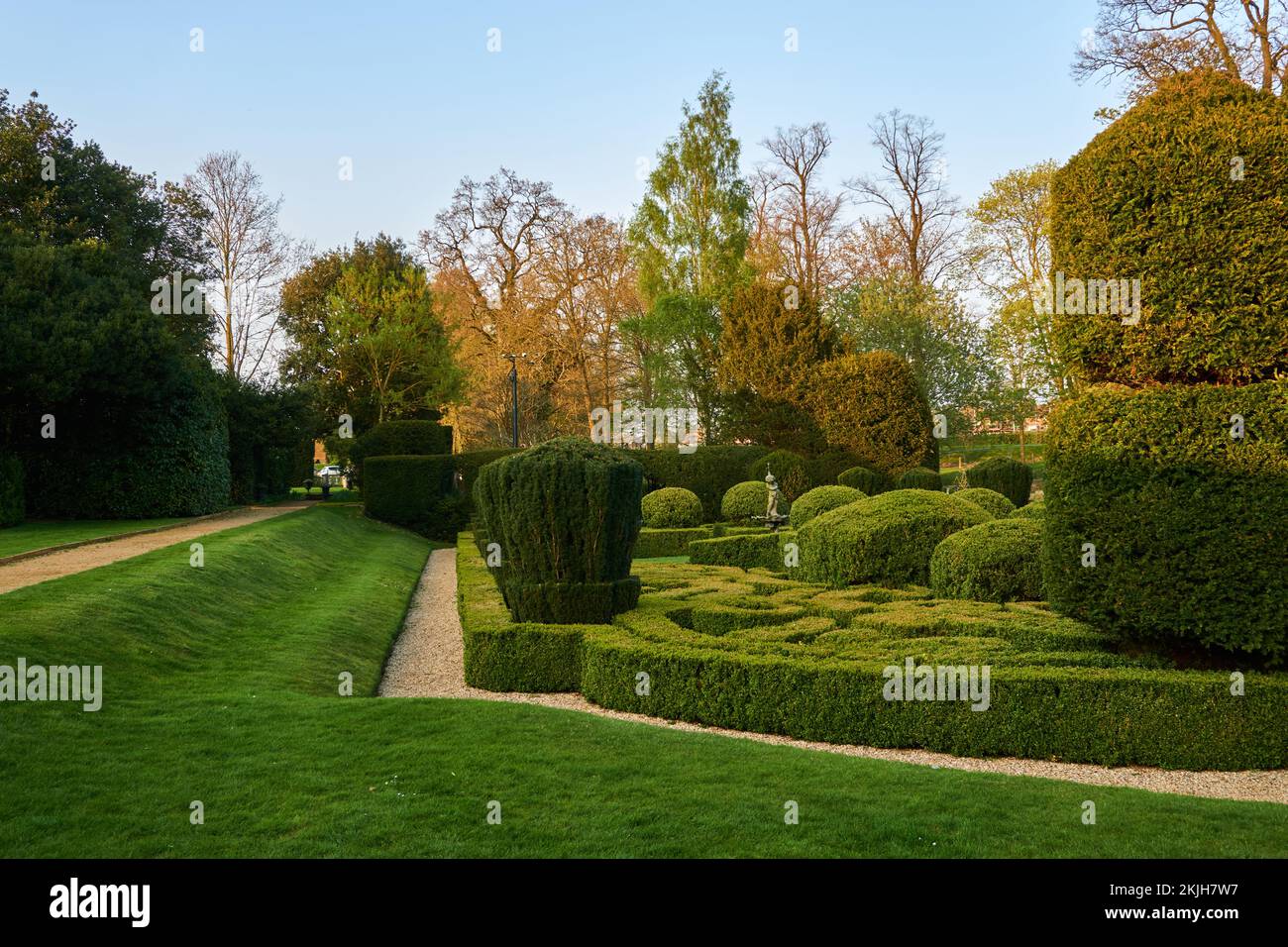 The maze at Bridge End Garden in Saffron Walden with hedges, grass and ...