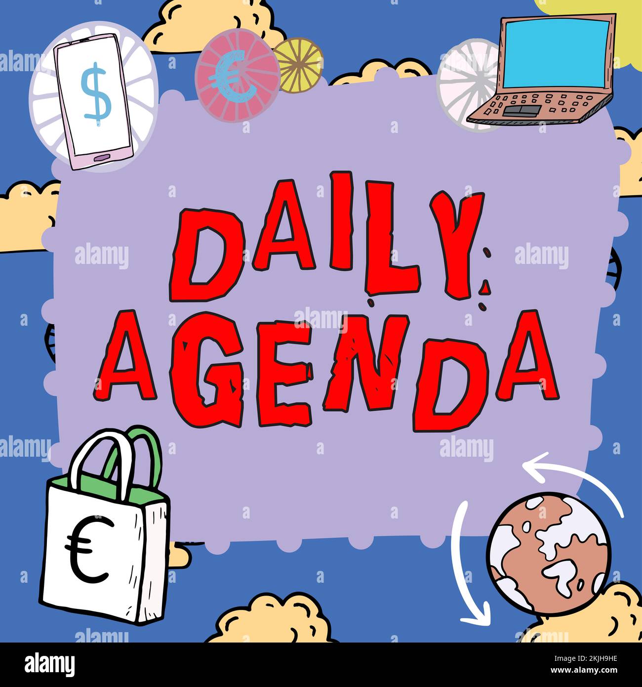 Conceptual caption Daily Agenda, Concept meaning To do list of items be ...