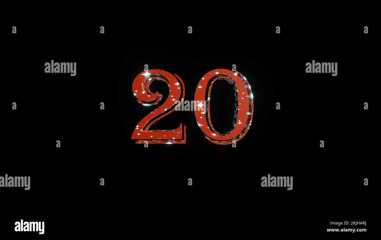 An illustration of a number 20 isolated on a black background Stock ...