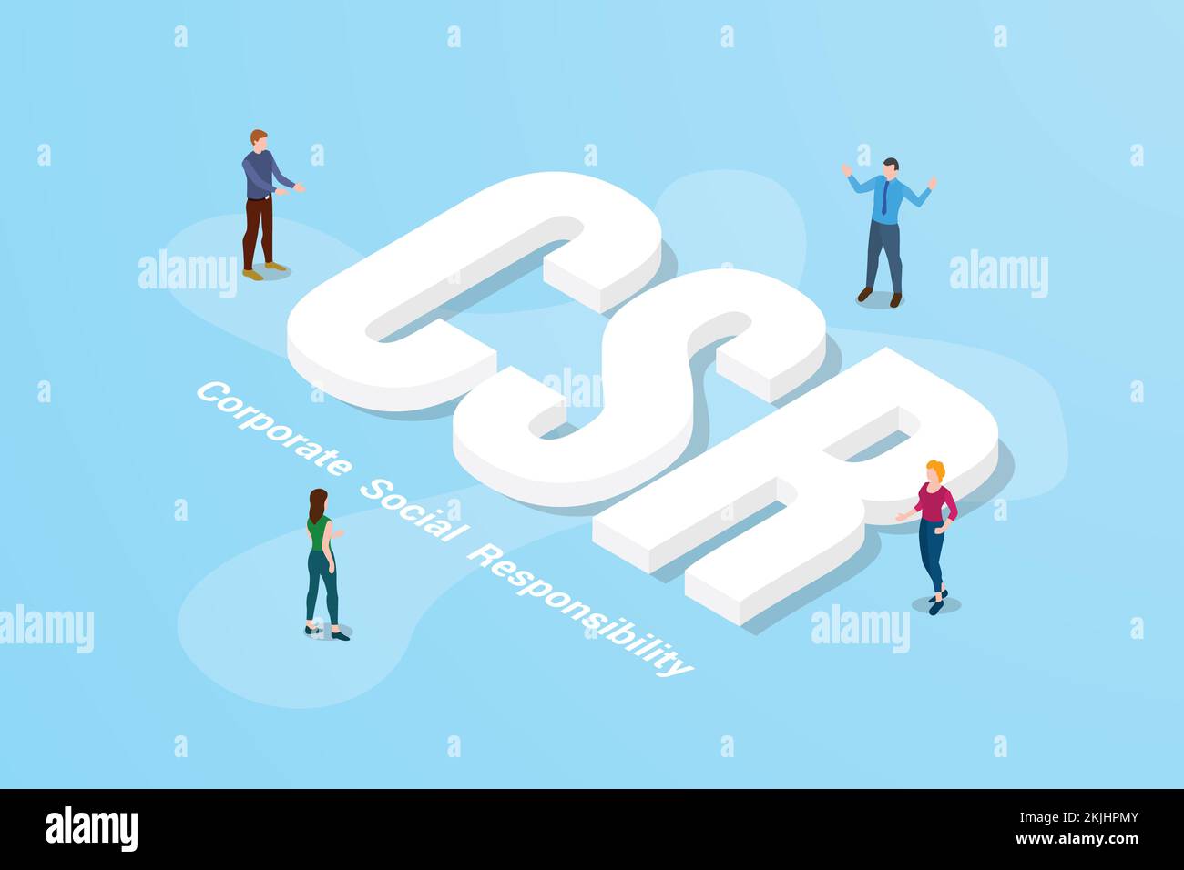 csr corporate social responsibility big text word and people around ...