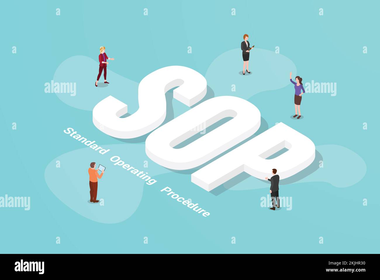 sop standard operating procedure big text word and people around with ...