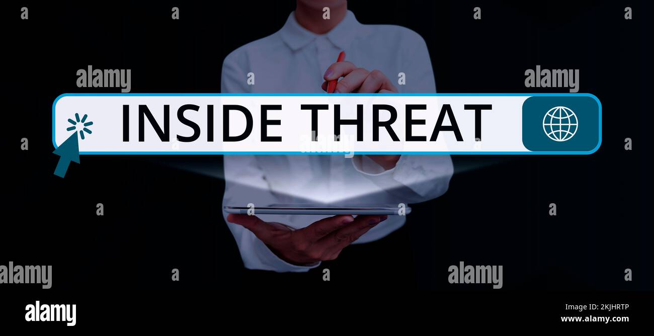 Sign displaying Inside Threat. Word for Information that only an ...