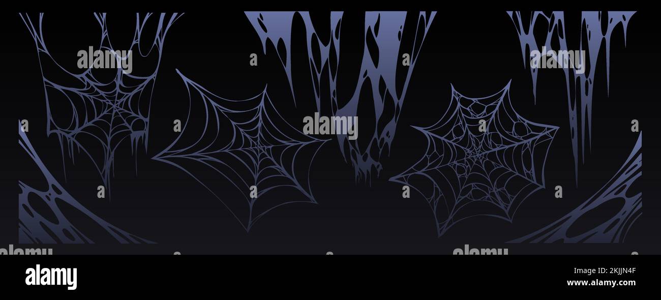 Spider web Halloween set, cobweb, spooky insect net collection design ...