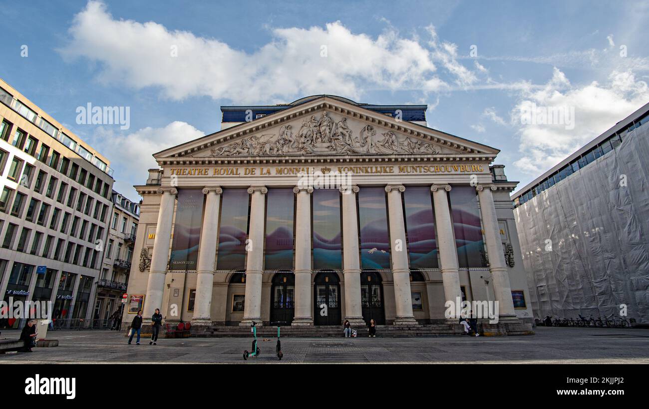 The Royal Theatre of La Monnaie, opera house in central Brussels Stock ...