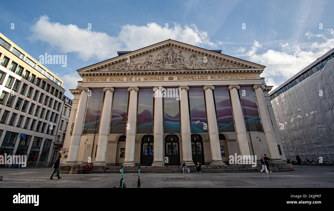 The Royal Theatre of La Monnaie, opera house in central Brussels Stock ...