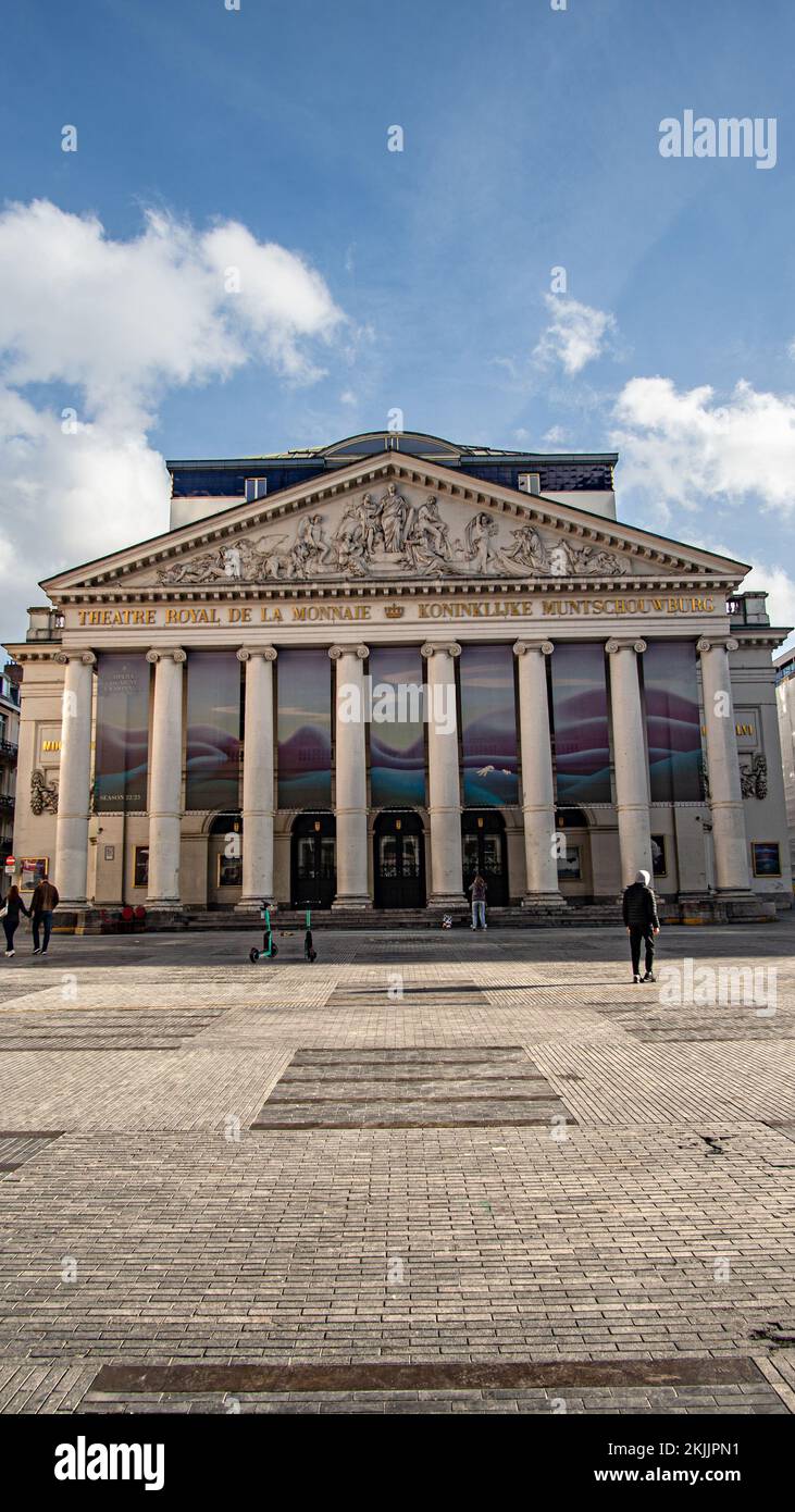 The Royal Theatre of La Monnaie, opera house in central Brussels Stock ...