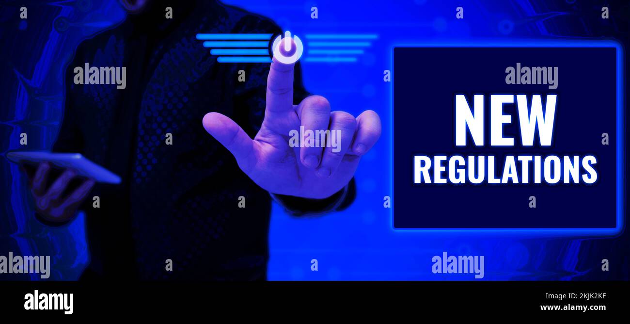 Text sign showing New Regulations. Internet Concept Regulation ...