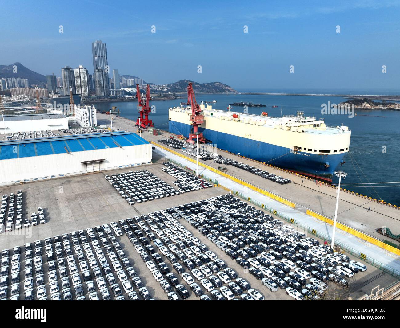 LIANYUNGANG, CHINA - NOVEMBER 25, 2022 - Roll-on wheels are docked at ...
