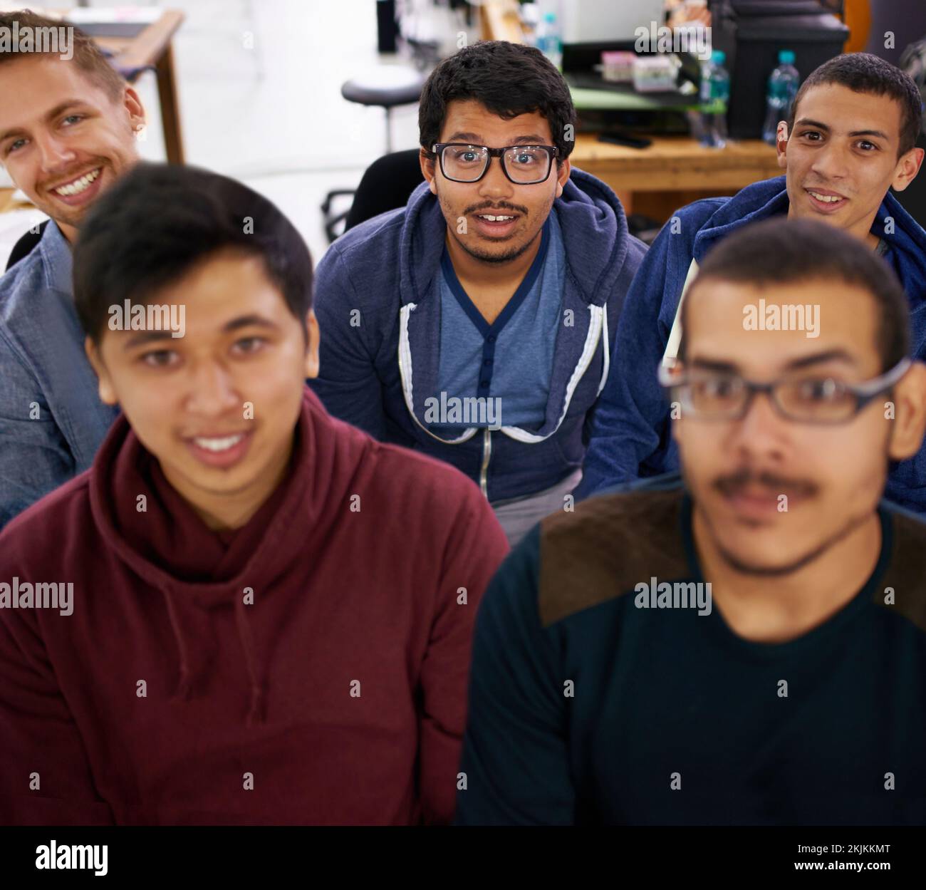 Yes, we are very puzzled. Portrait of puzzled-looking young people ...