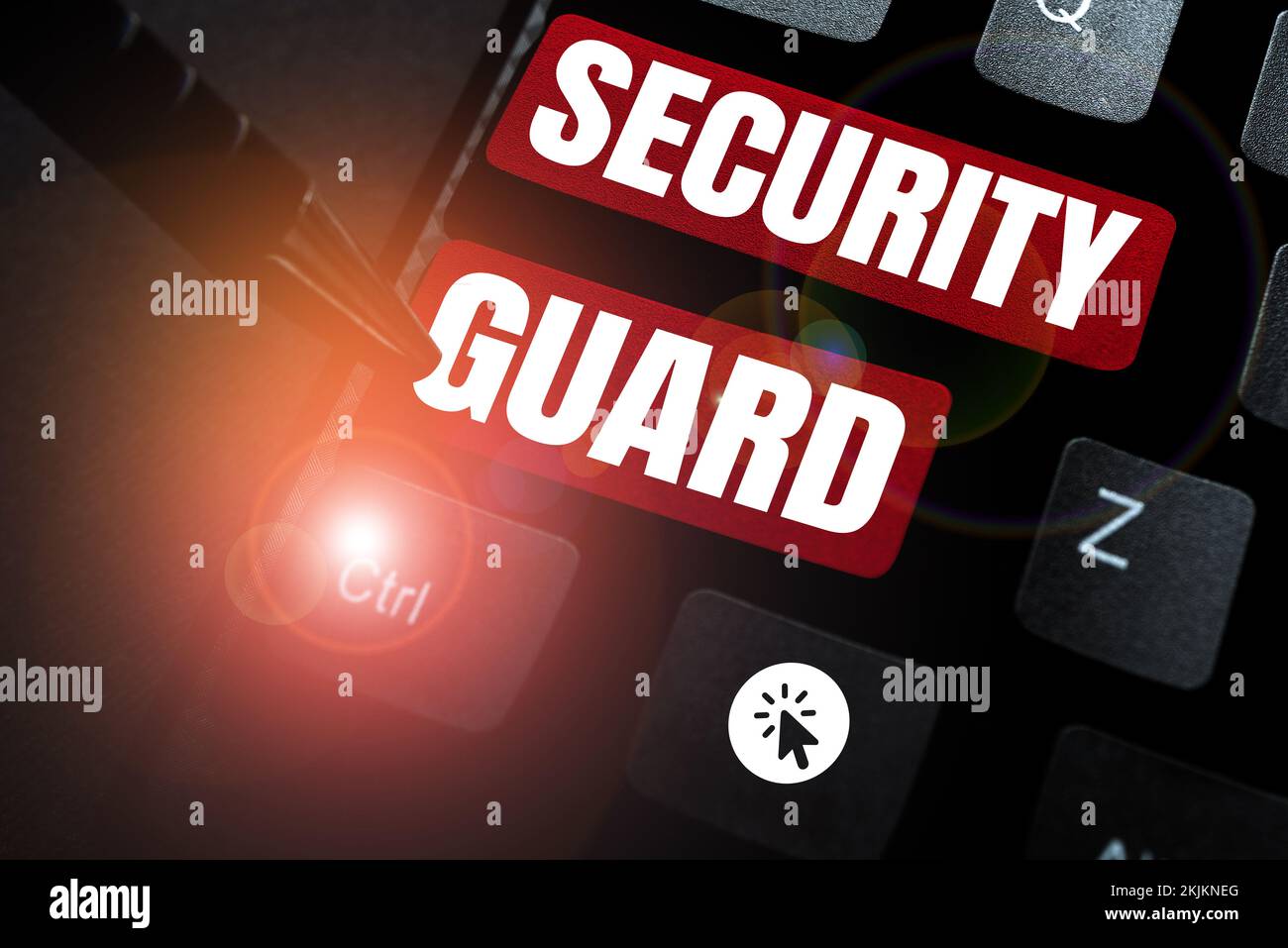 Sign displaying Security Guard, Internet Concept tools used to manage ...