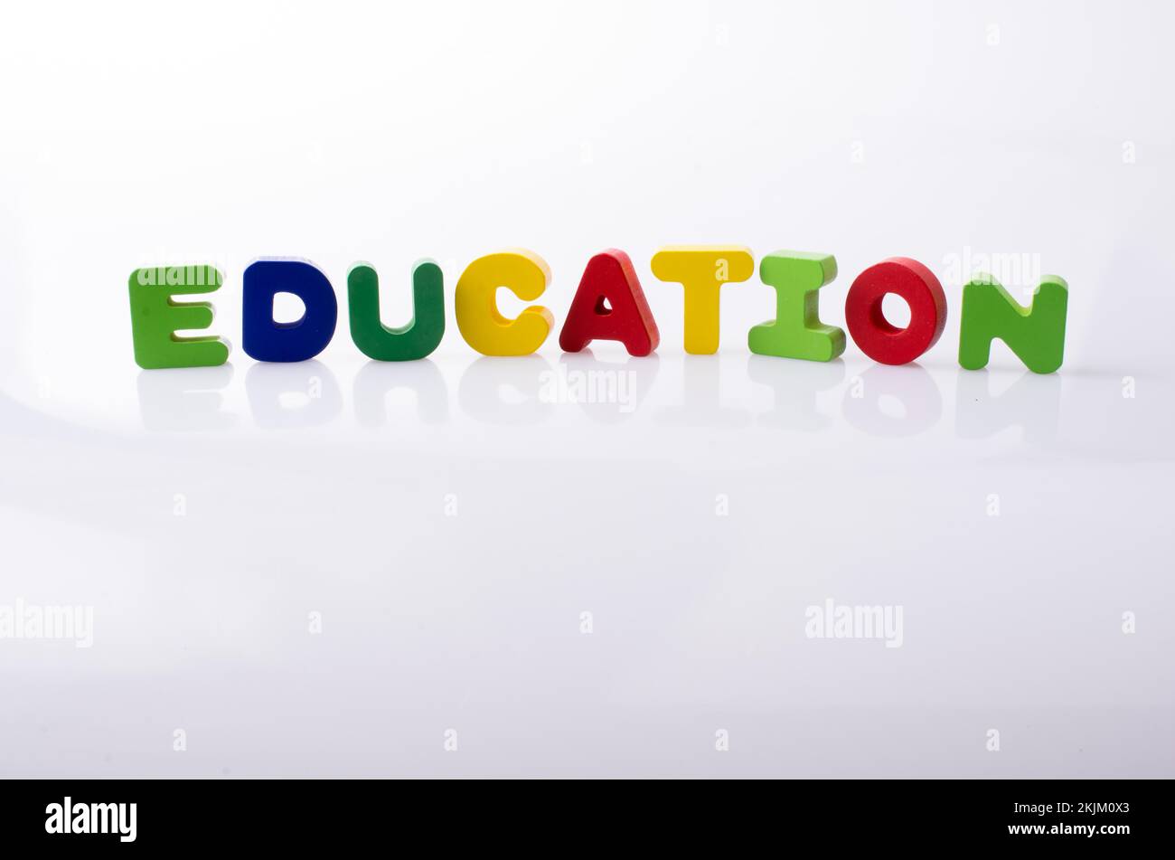 The word EDUCATION written with colorful letter blocks Stock Photo - Alamy