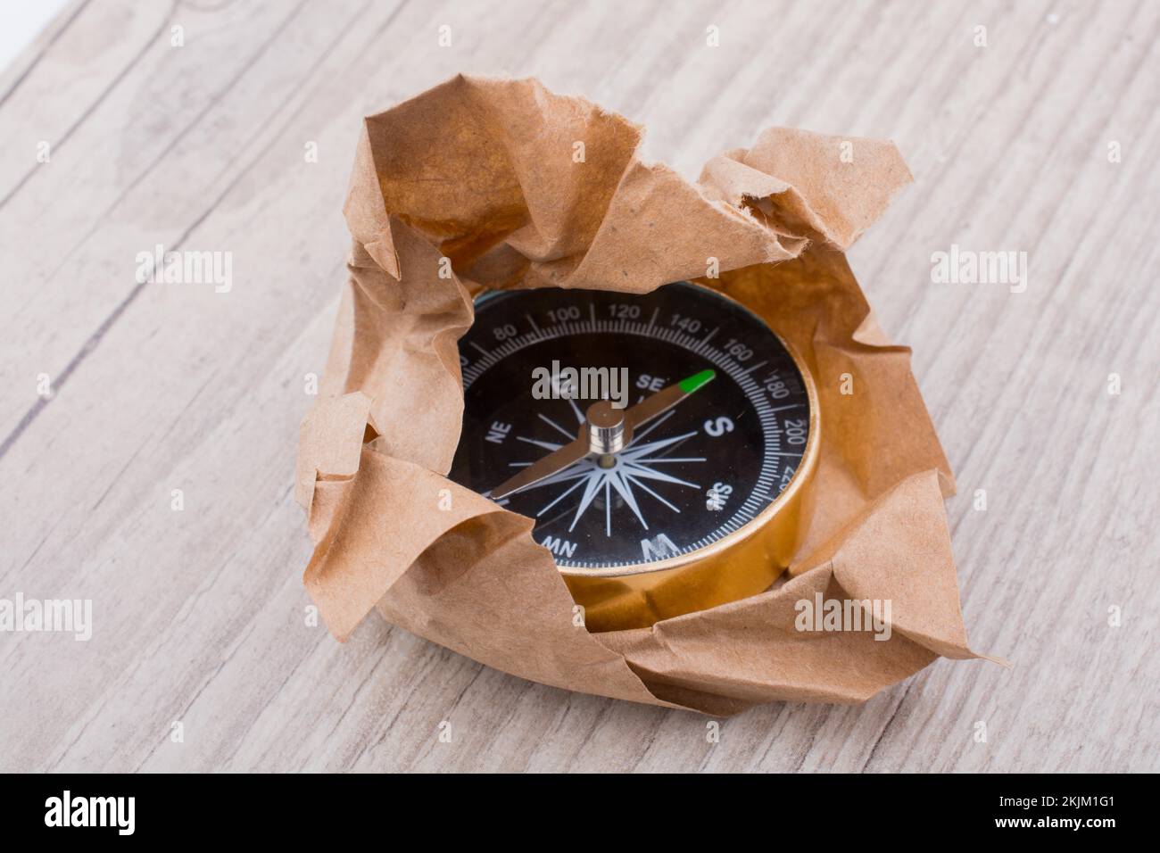 Black compass instrument wrapped in brown paper Stock Photo - Alamy