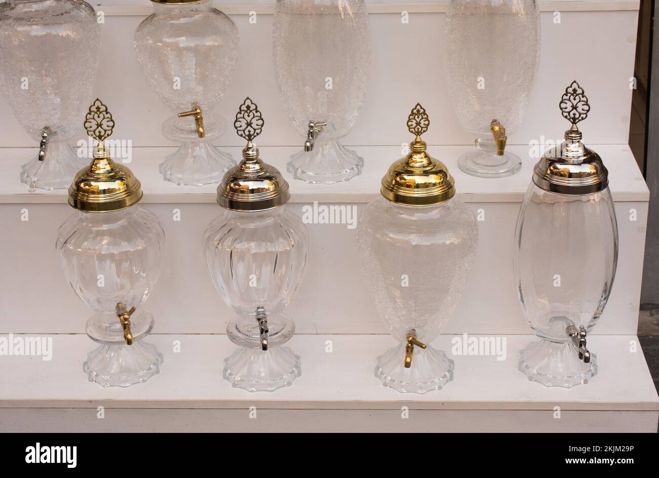 Very old style glass ewer water jar in view Stock Photo - Alamy