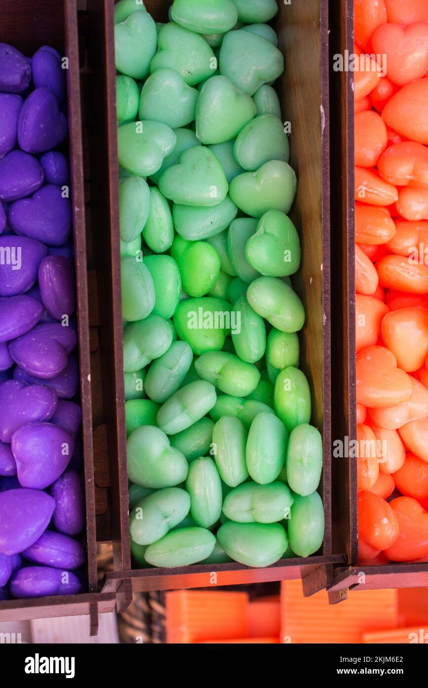 Collection of bars of fragrant hand made organic soap Stock Photo - Alamy