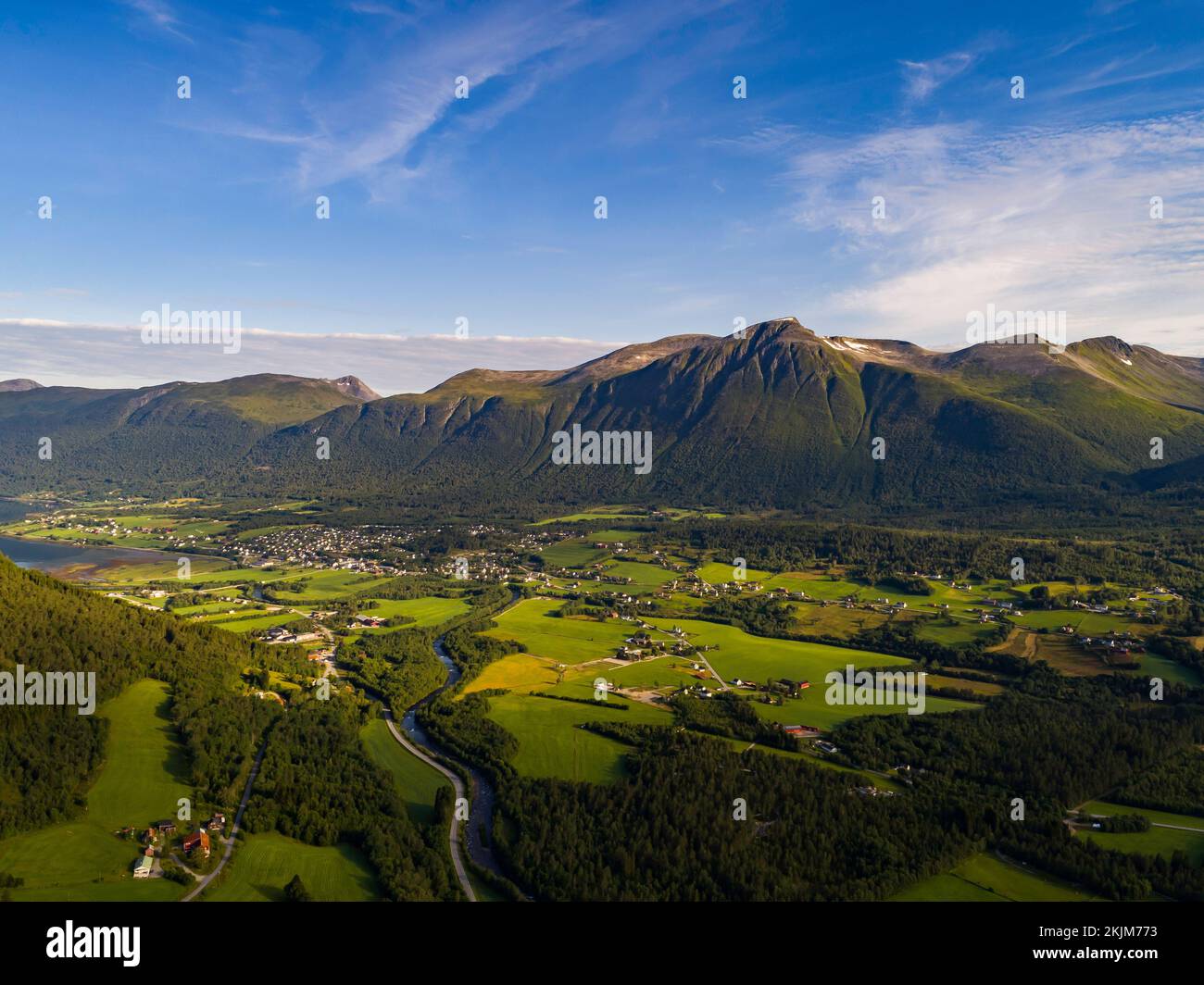 An aerial view of greenery Norwegian mountain landscape Stock Photo - Alamy