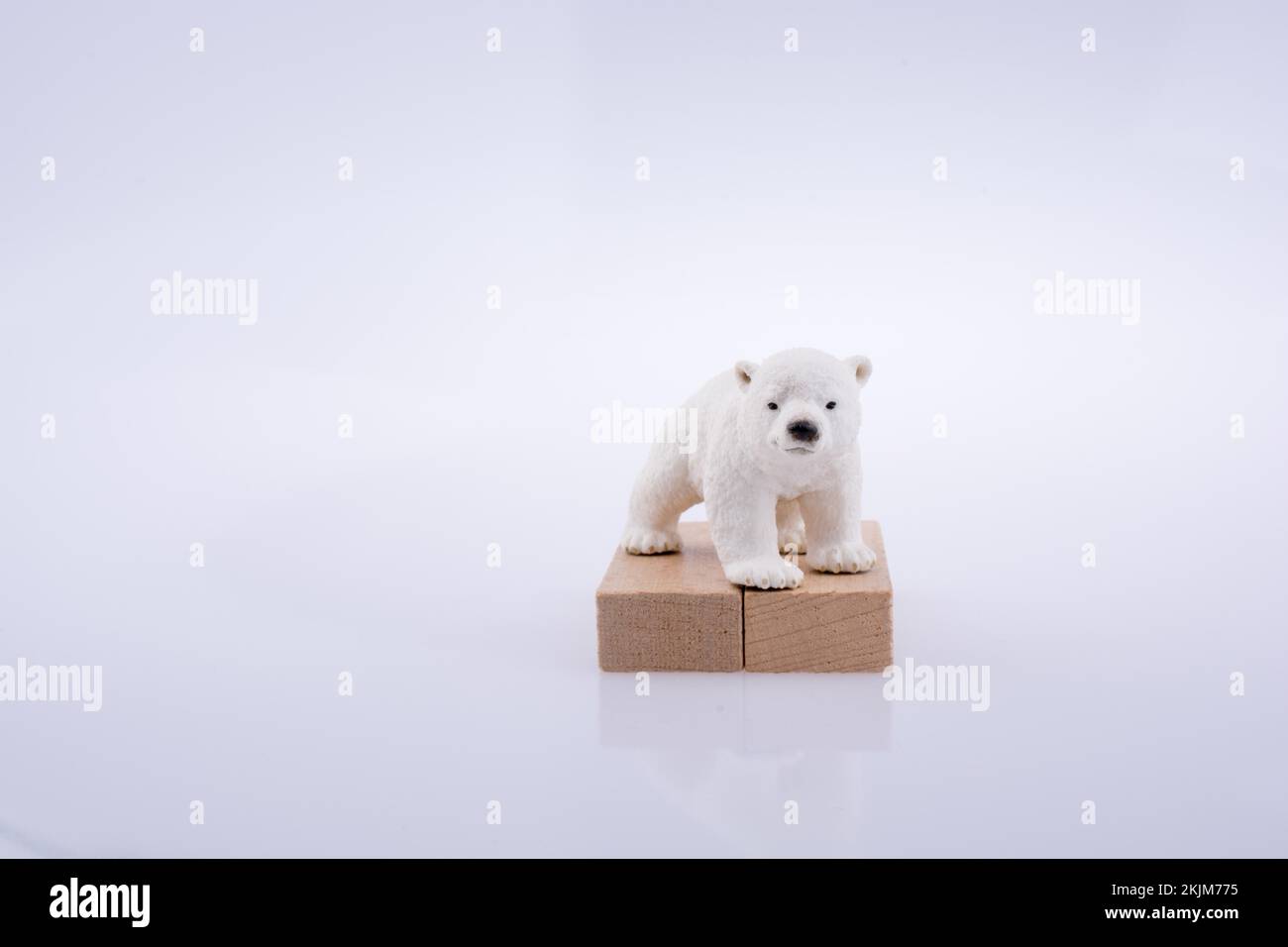 Polar bear is on the bullding blocks on white bakcground Stock Photo ...