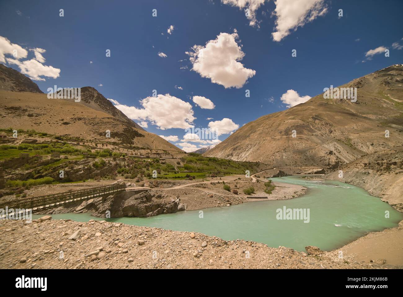 Scenics of Purne village en-route to Padam Zanskar from Manali Stock ...