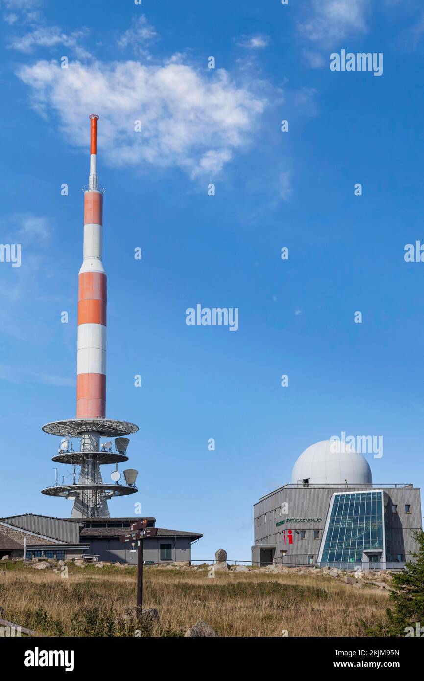 Brocken plateau with TV transmitter, Brocken hotel and Brocken museum ...